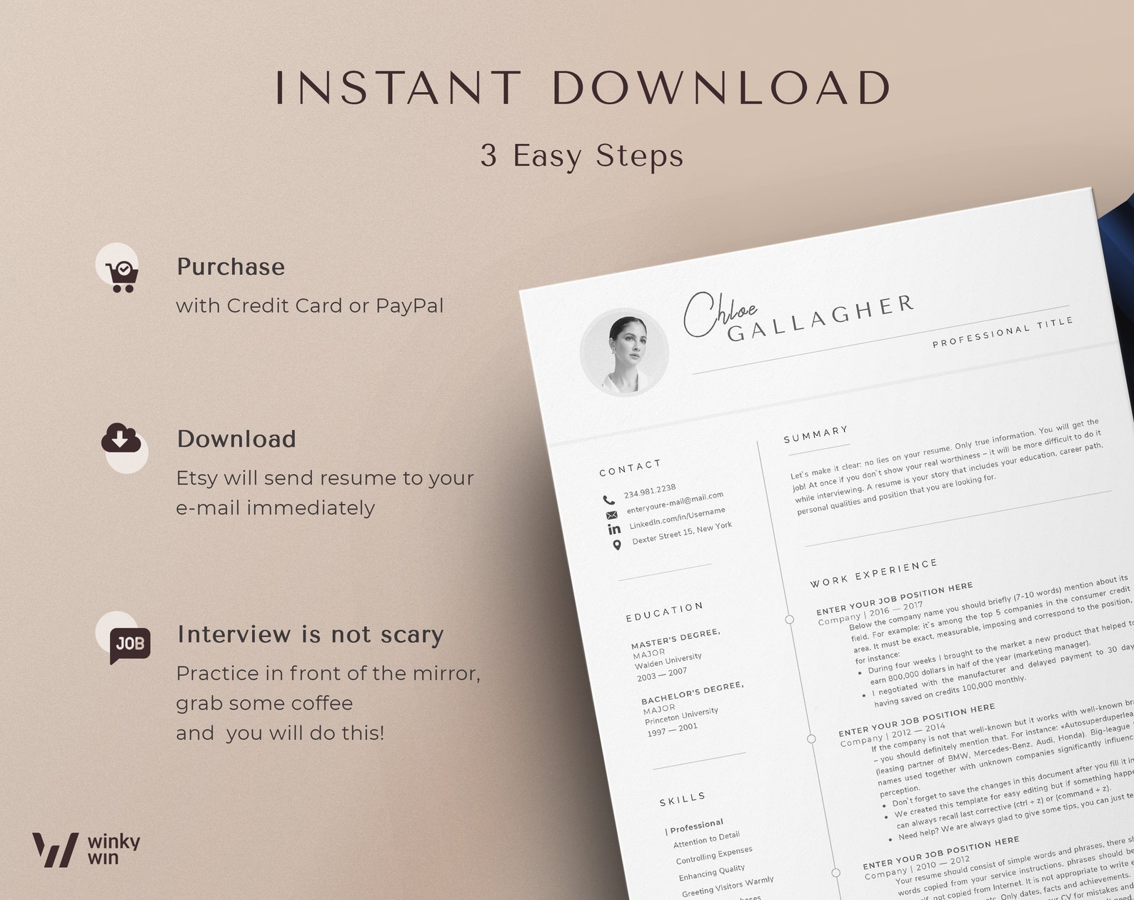 Creative Resume Template for Ms Word With Reference and Cover Letter ...