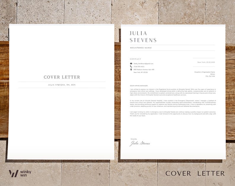 Nursing Portfolio Template, Nurse Portfolio for Word + Mac Pages, Cover ...