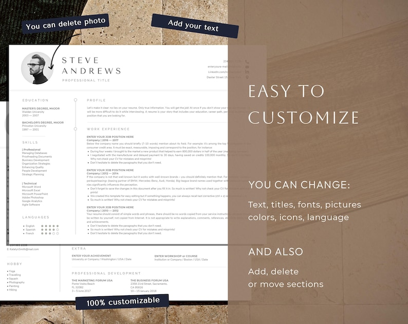 Horizontal Resume Format Word, Professional Landscape Resume Design ...