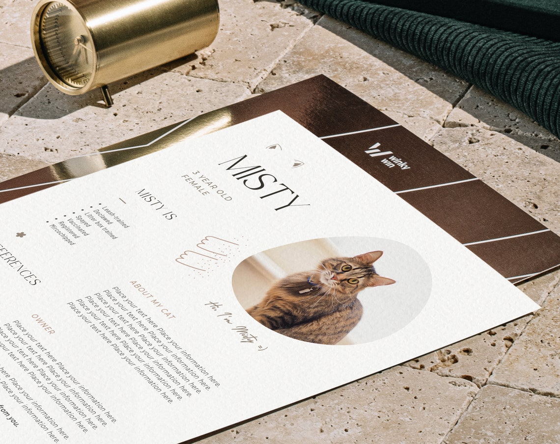 Cat Resume Rental Application About My Pet Letter Cat Bio - Etsy