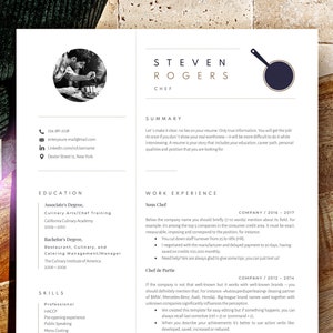 Cook Resume Template Microsoft Word, Sous Chef Resume, Cv Template ...