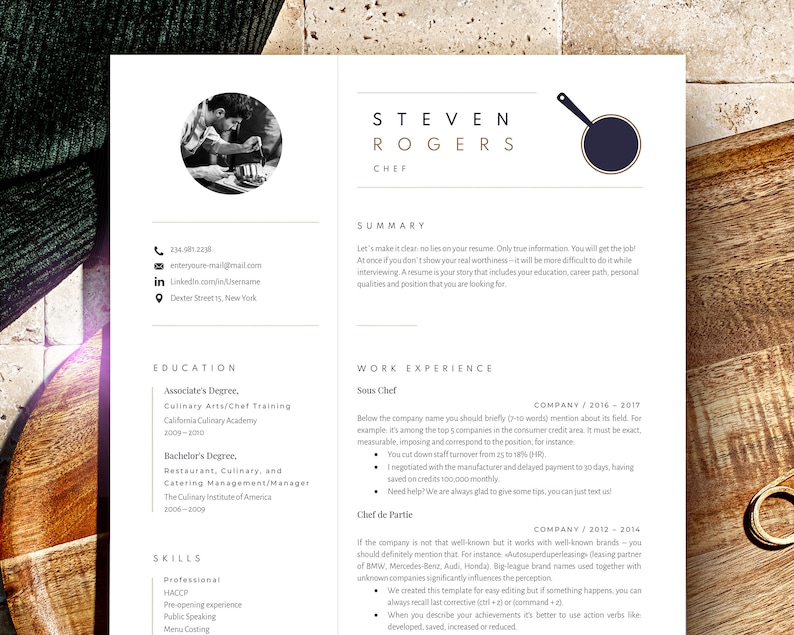 Cook Resume Template Microsoft Word, Sous Chef Resume, Cv Template ...
