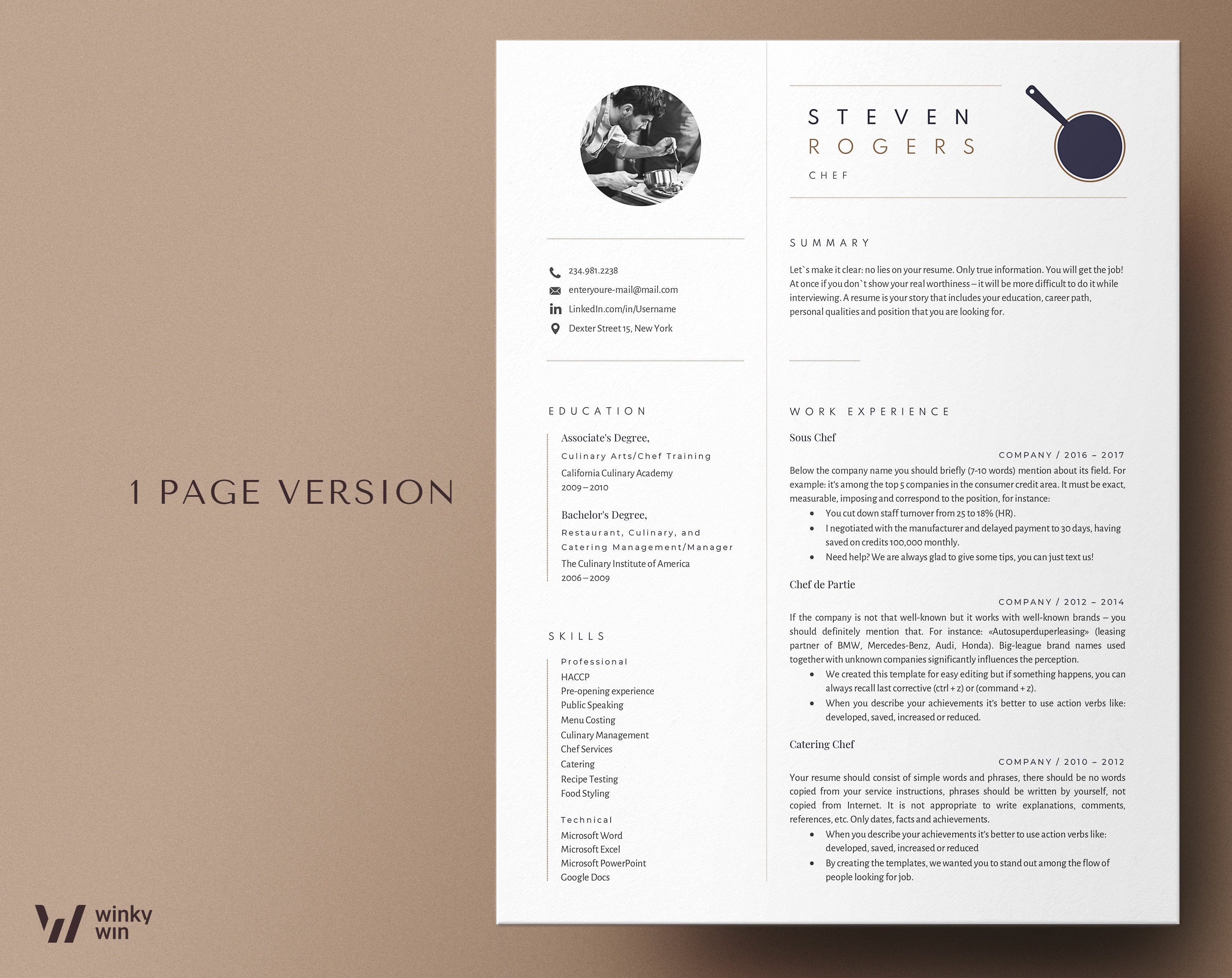 Cook Resume Template Microsoft Word, Sous Chef Resume, Cv Template ...