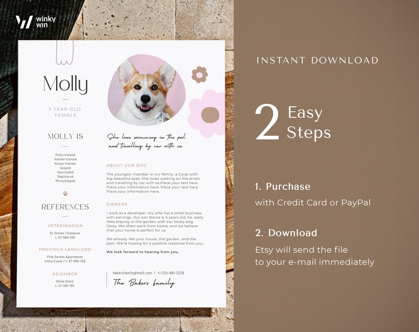 Corgi Resume Profile Dog Portfolio Rental Application - Etsy