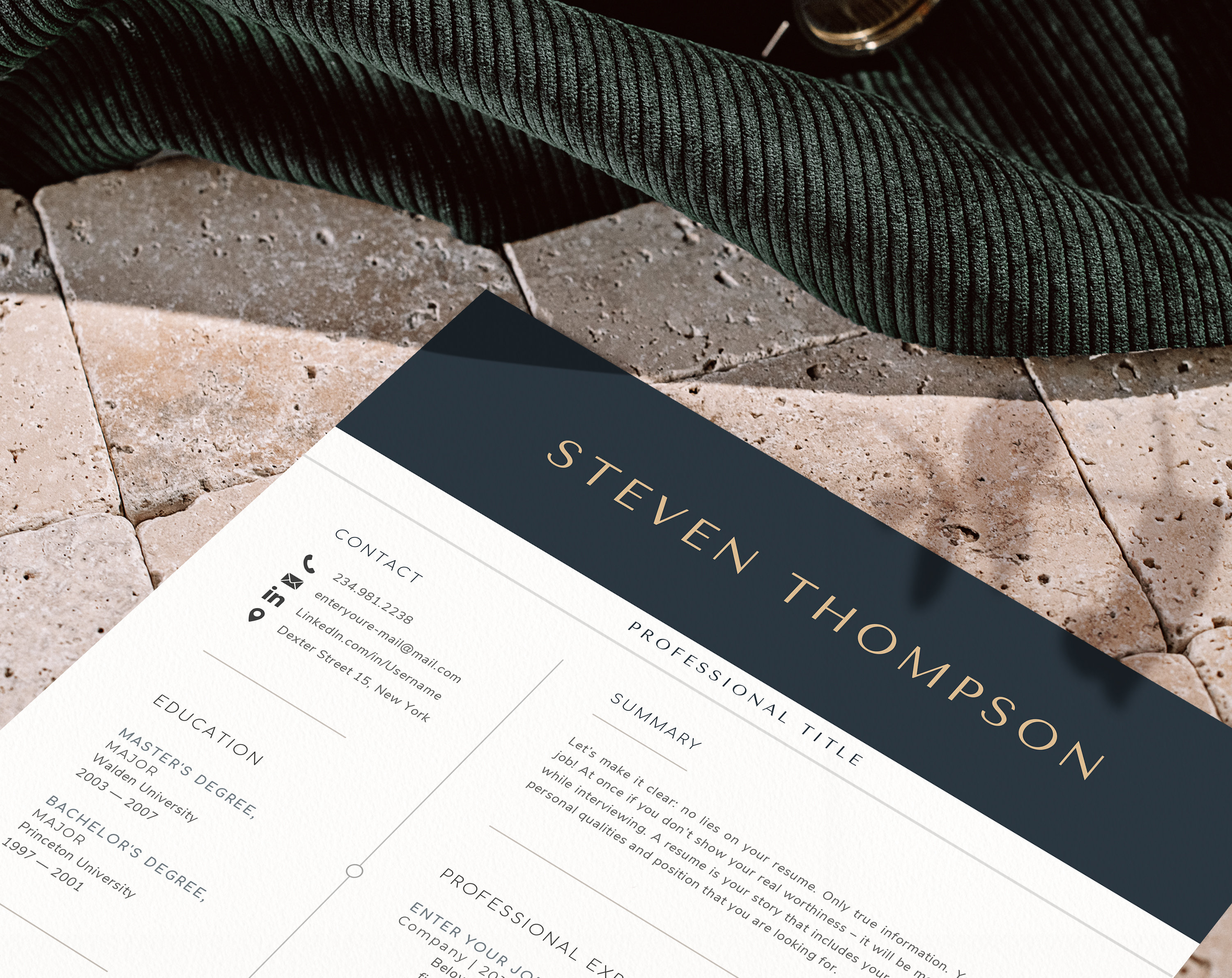 Resume 2024, Gold and Blue Resume Template and Cover Letter, Mac Pages ...