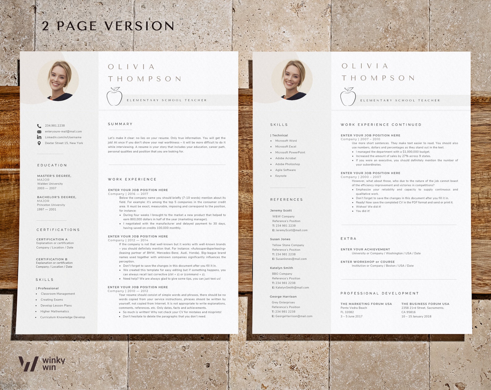 Teacher Resume Template Word and Pages | Teaching Resume Template, CV ...