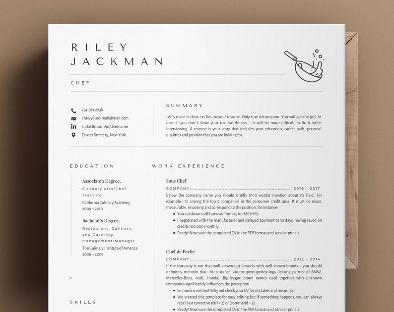 Sous Chef Resume Restaurant Resume Templates, Chef Resume Template ...
