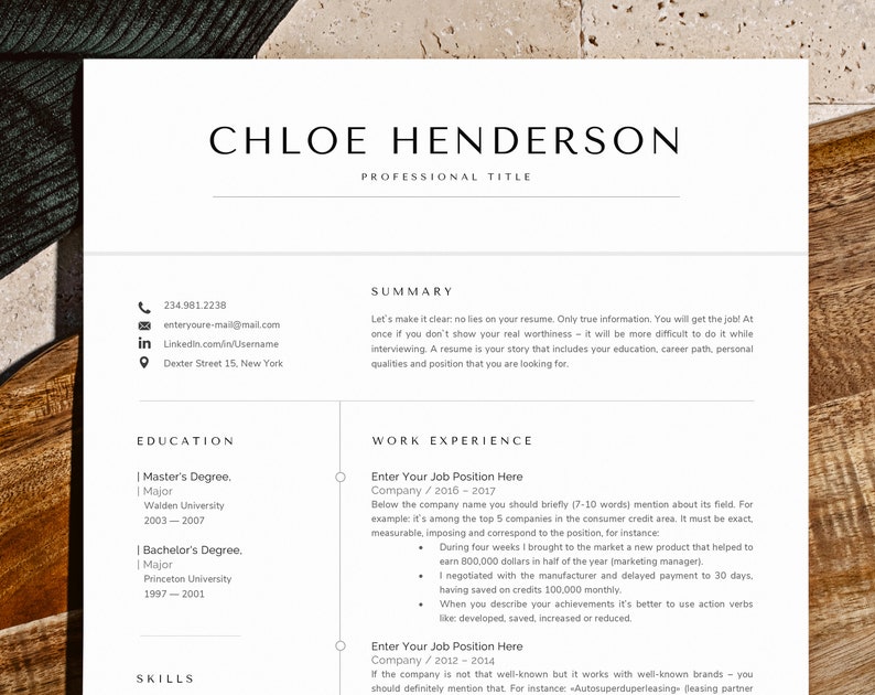 Chef Resume Template 2023 Resume Cv Template Easy To Edit Etsy