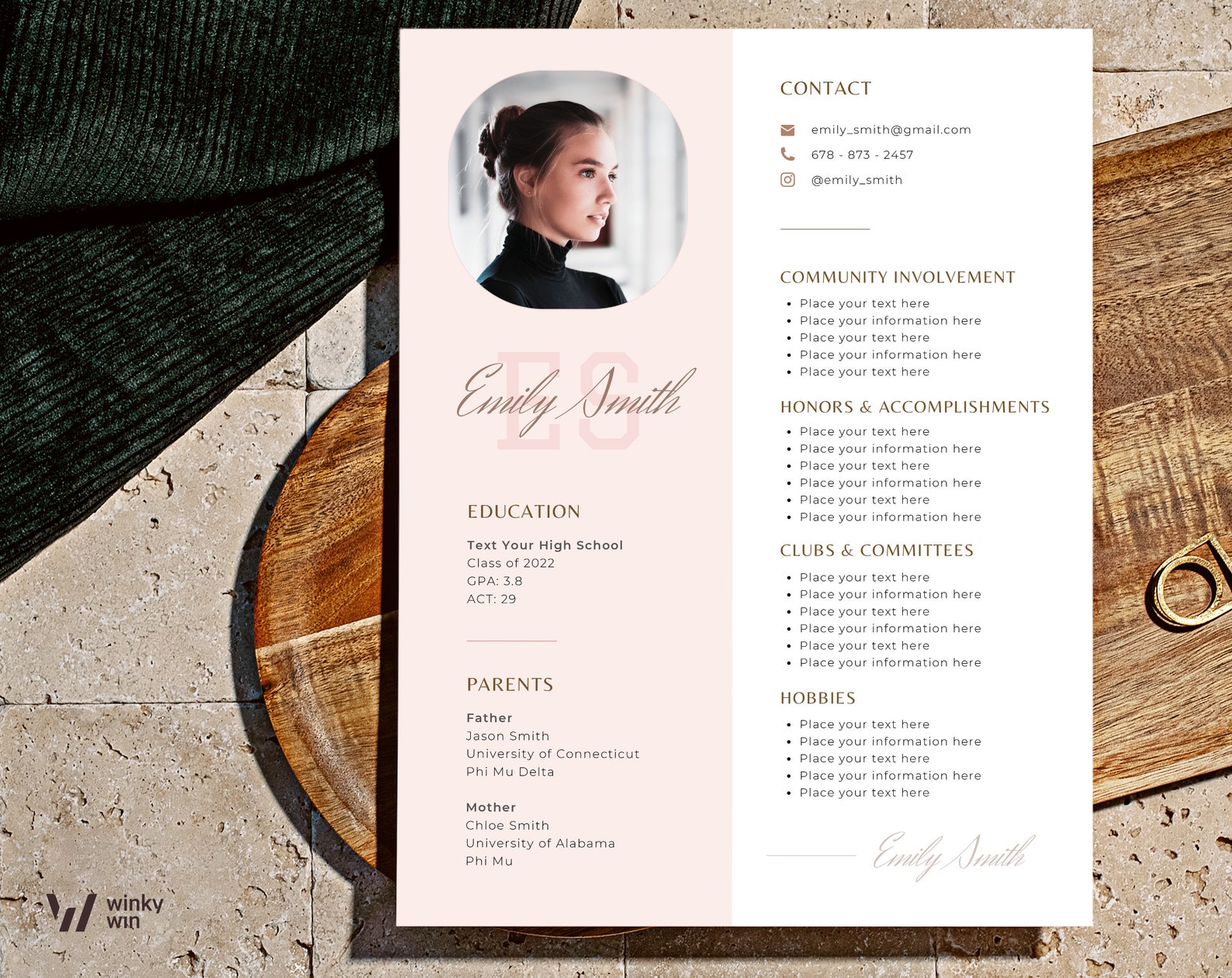 Sorority Resume Example, Rush Resume Template With Photo Canva, Free ...