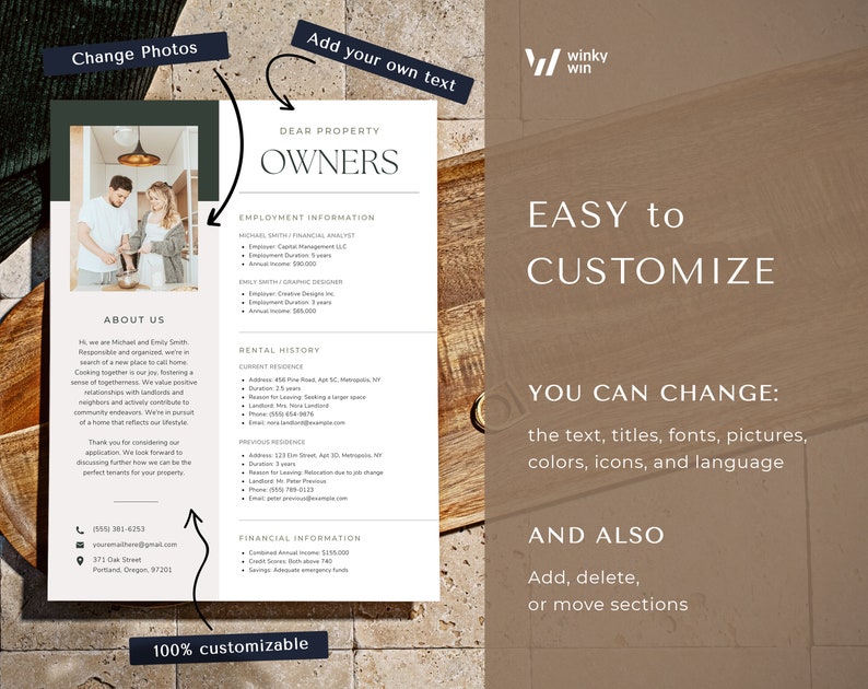 Tenant Resume Template - Rental Application CV, Creative Rental Cover ...