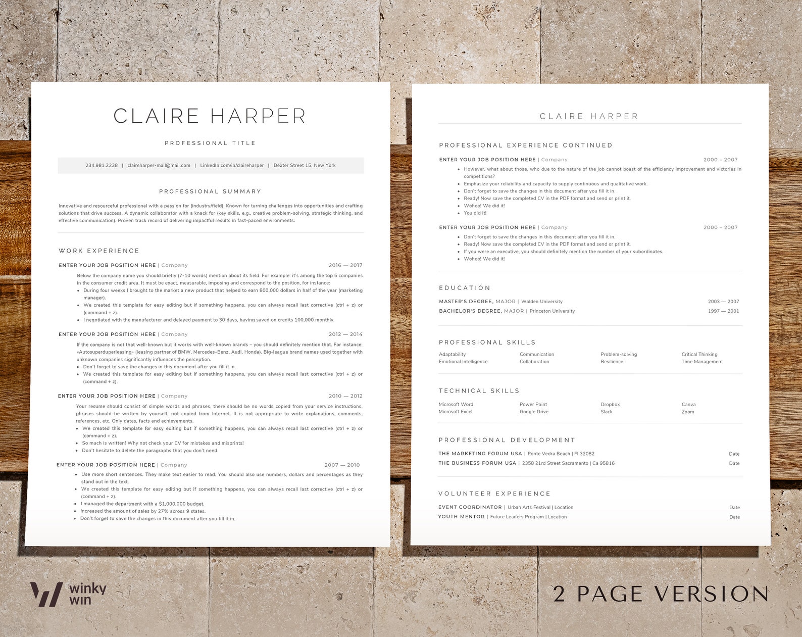 ATS Cv Template, Resume Template Word, Pages, Google Docs, ATS Friendly ...