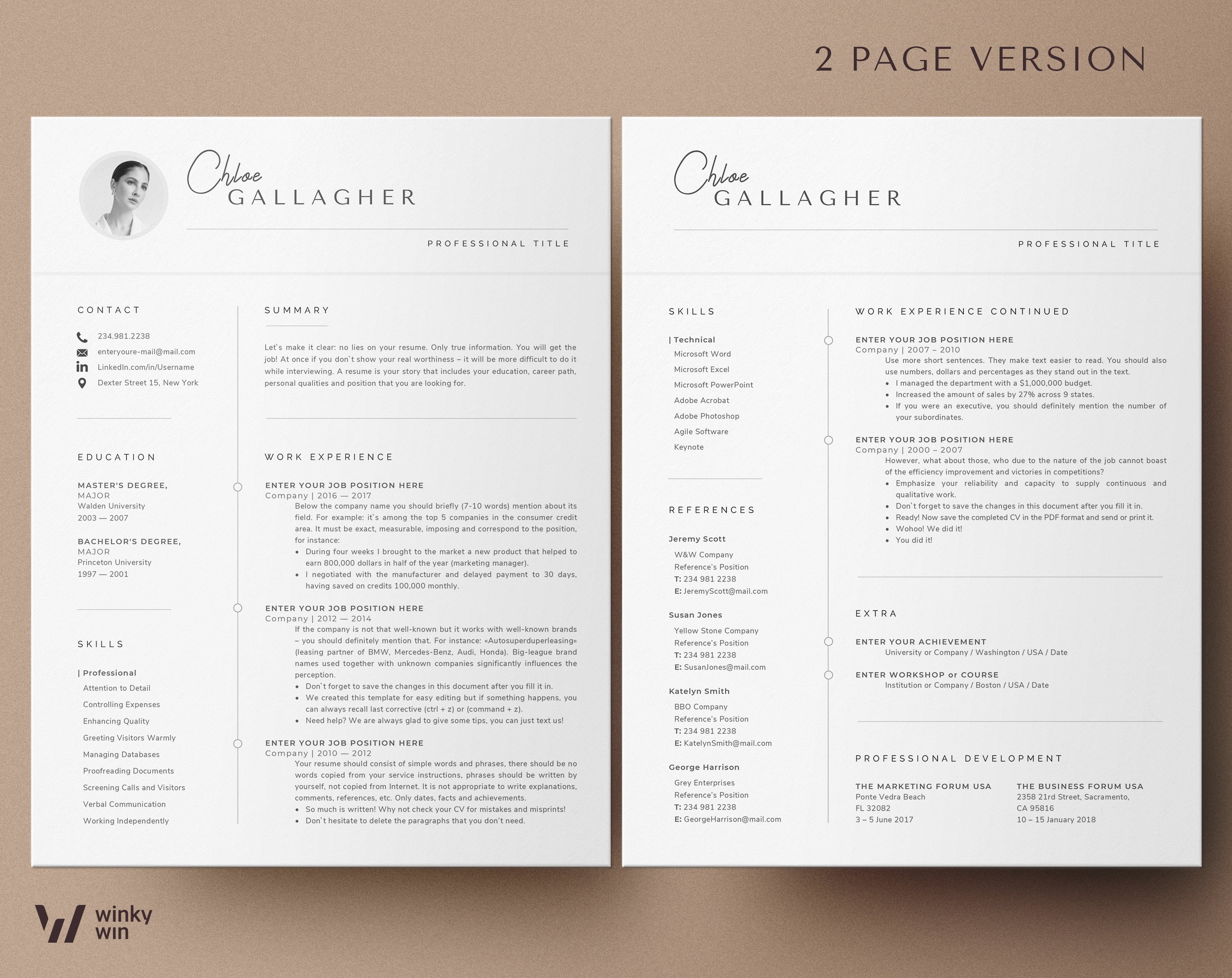 Creative Resume Template for Ms Word With Reference and Cover Letter ...