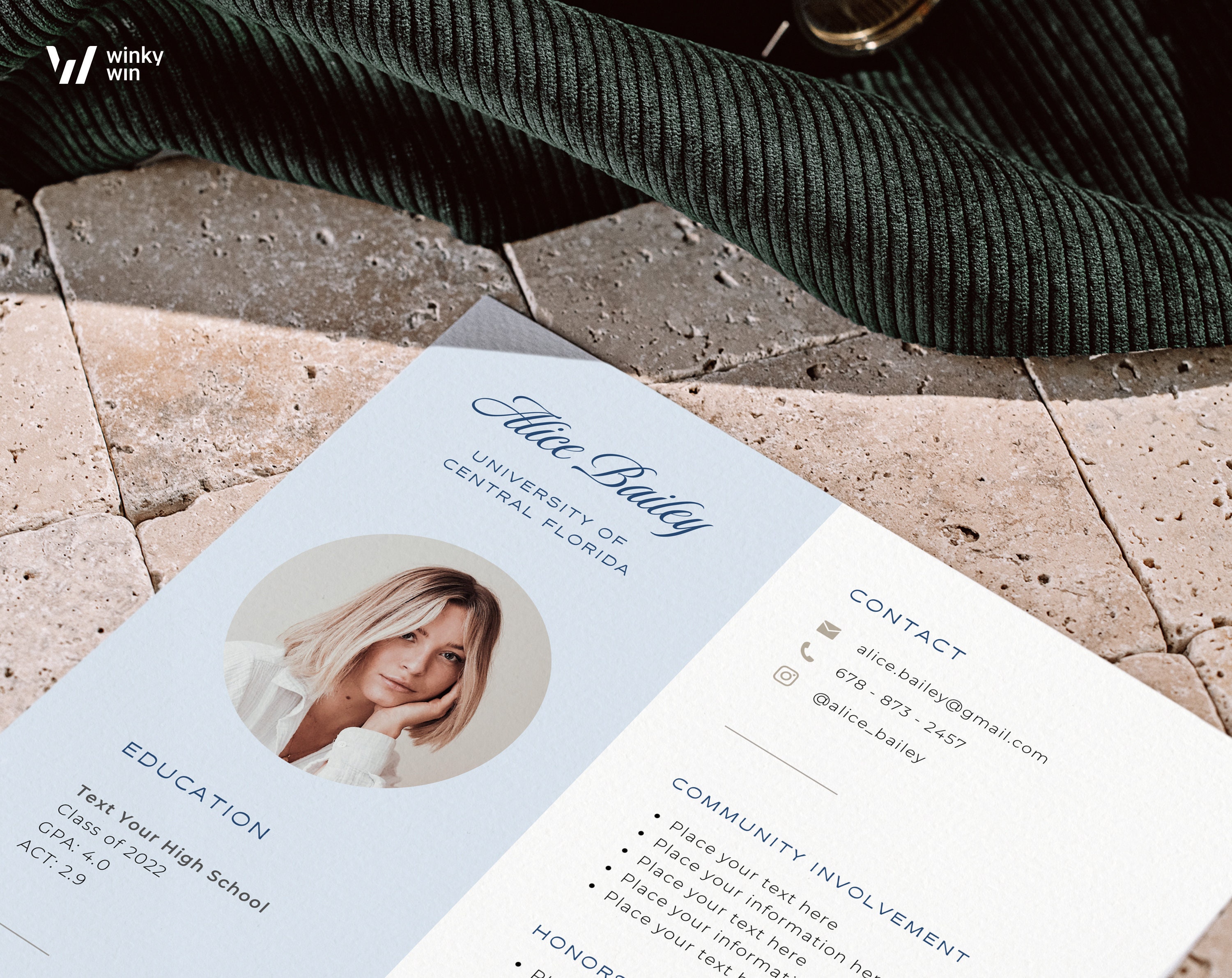 Blue Sorority Resume Template 2023, Blue Sorority Rush Resume, Editable ...