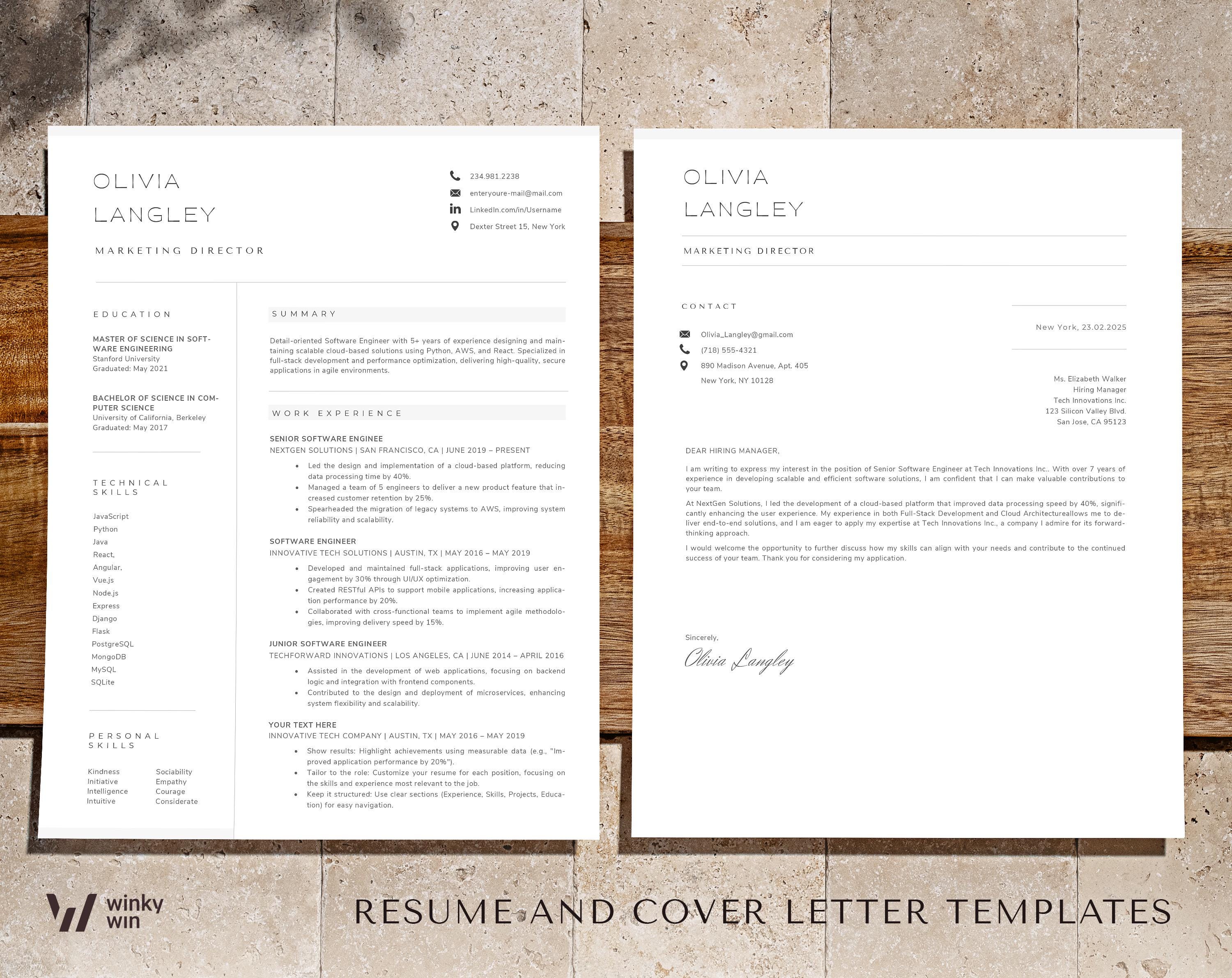 Modern Portfolio Template, Professional Portfolio Layout, Marketing ...