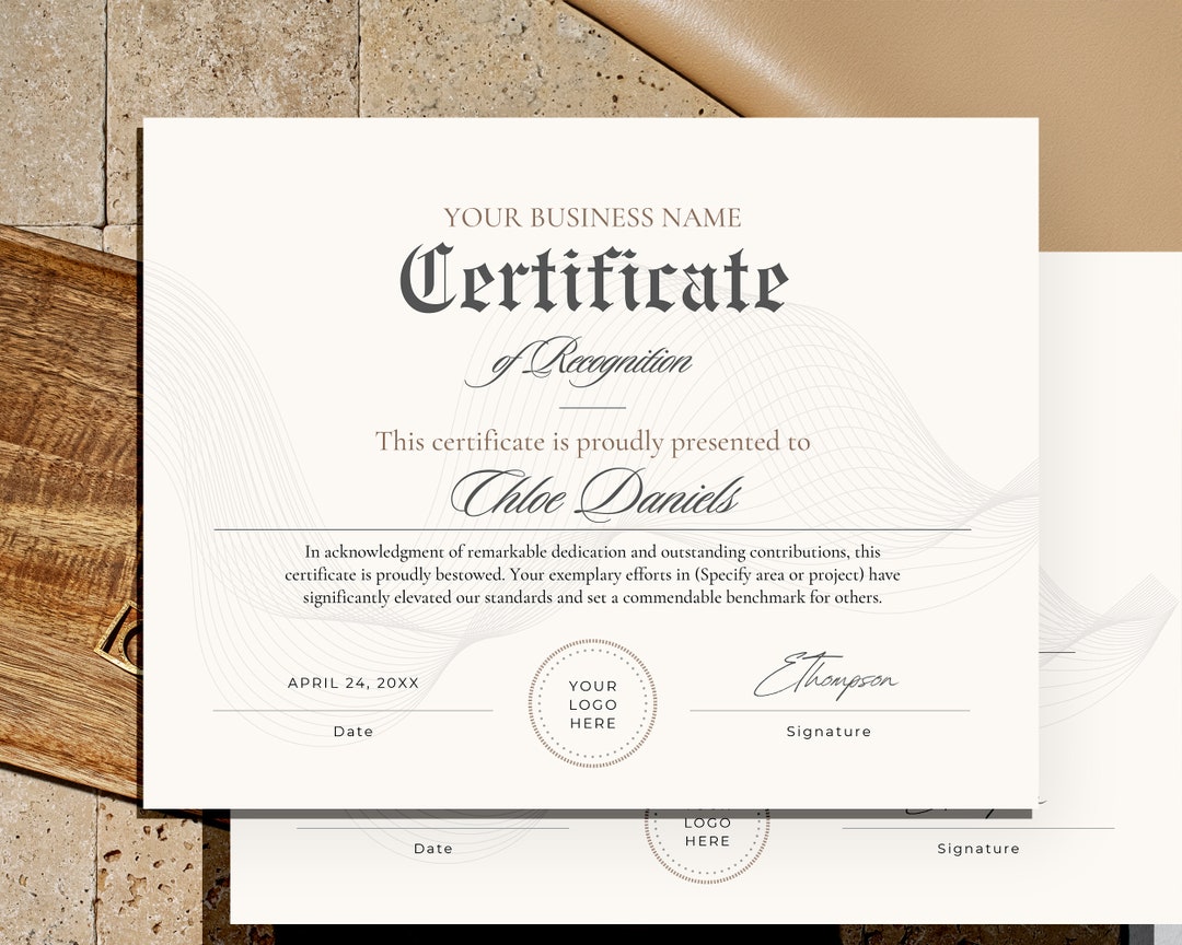 Certificate of Recognition Template Canva, Gold Certificate of ...