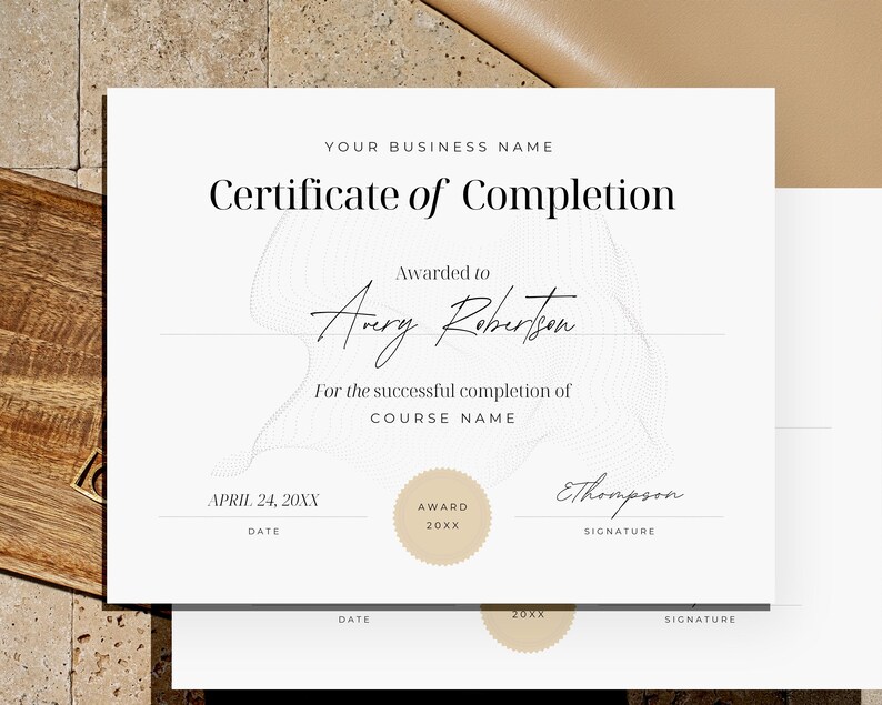 Certificate of Completion Template: Printable Canva Design (8.5x11 & A4 ...