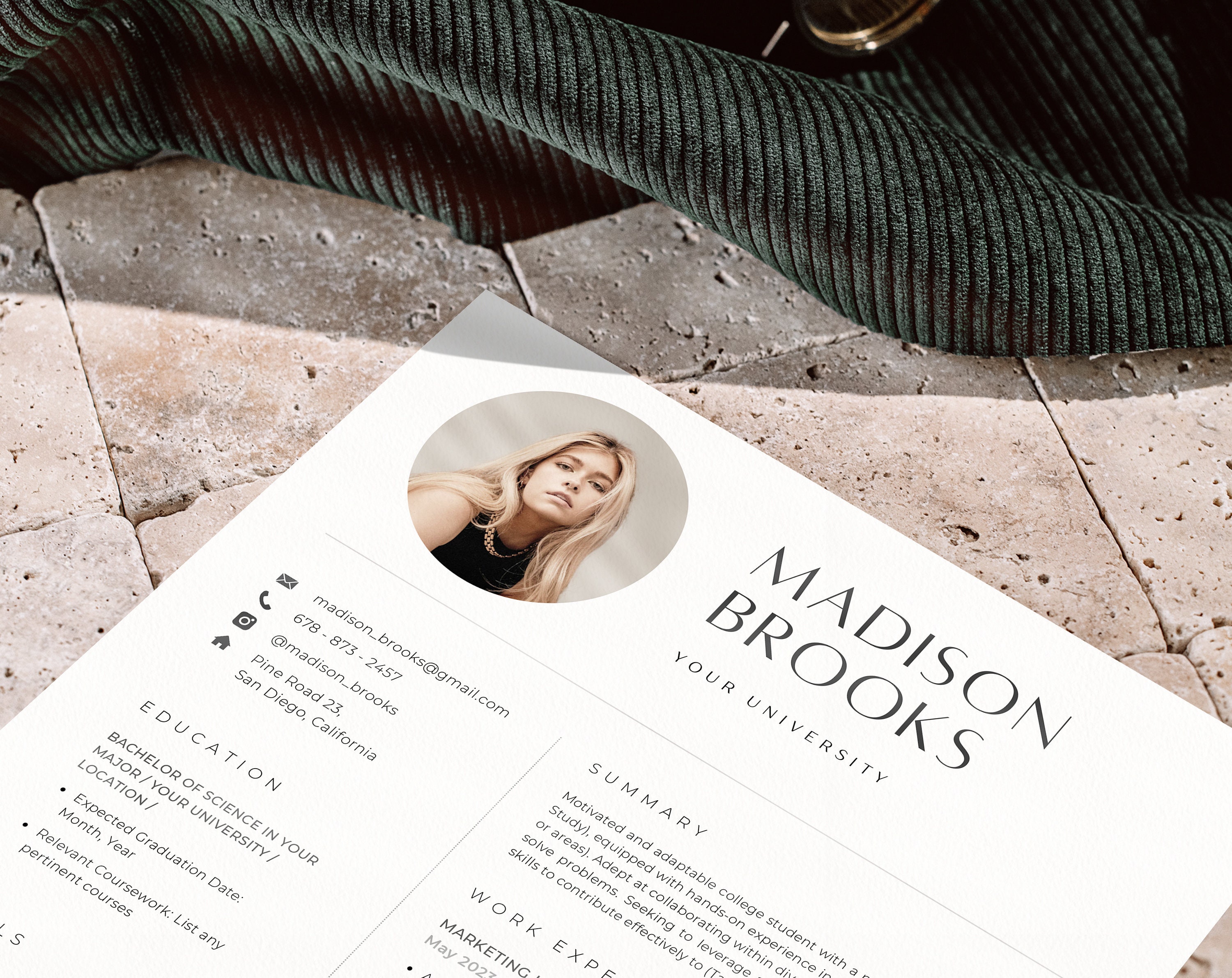 College Resume With Photo, Cv Template for College Student, Perfect ...