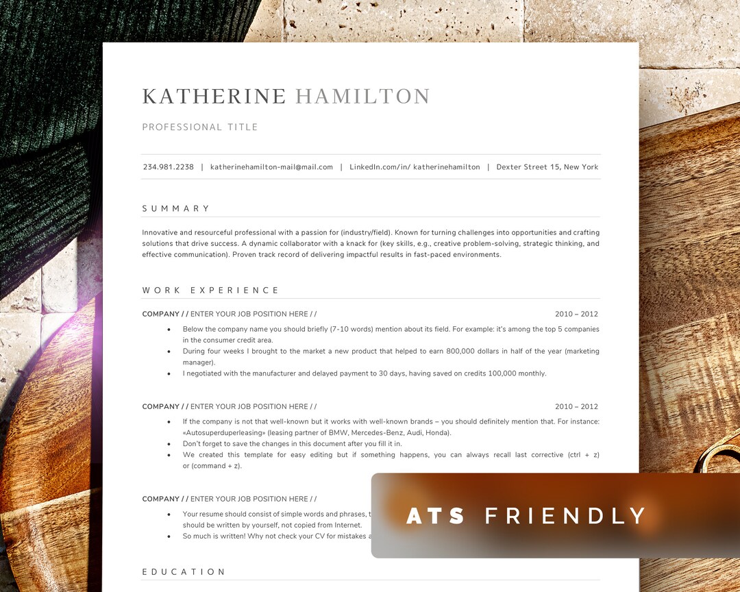 Executive Resume Template Ats Friendly, Professional ATS Resume ...
