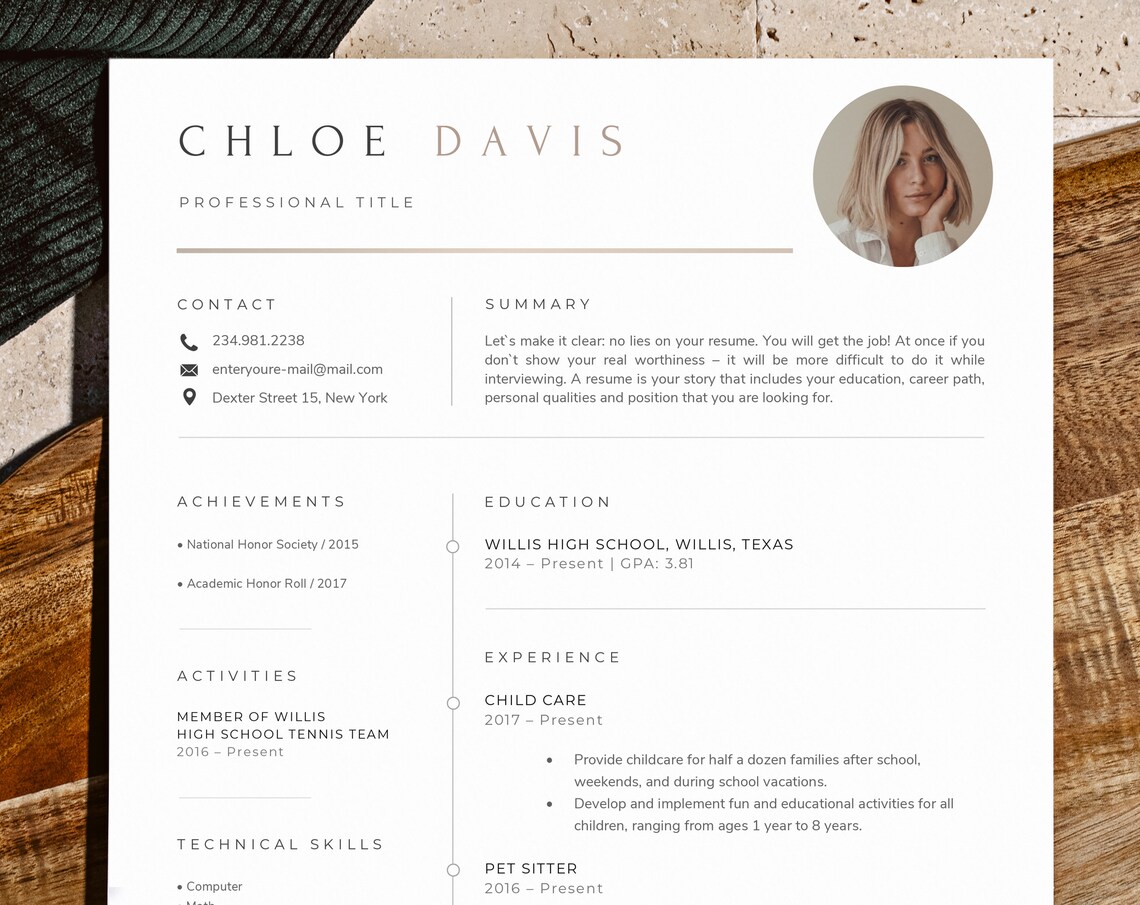 Resume for Teens, High School Students Resume Template, College Student ...