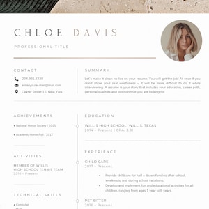 Resume for Teens, High School Students Resume Template, College Student ...