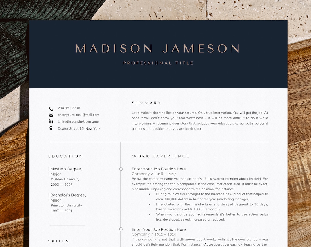 Gold Resume Template, Conservative and Strong Cv Template Format ...
