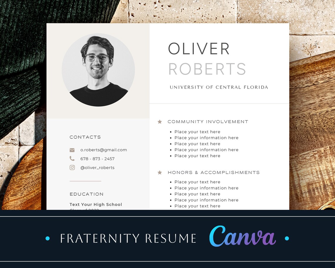 Fraternity Resume Template Canva Fraternity Rush Resume Etsy - Etsy