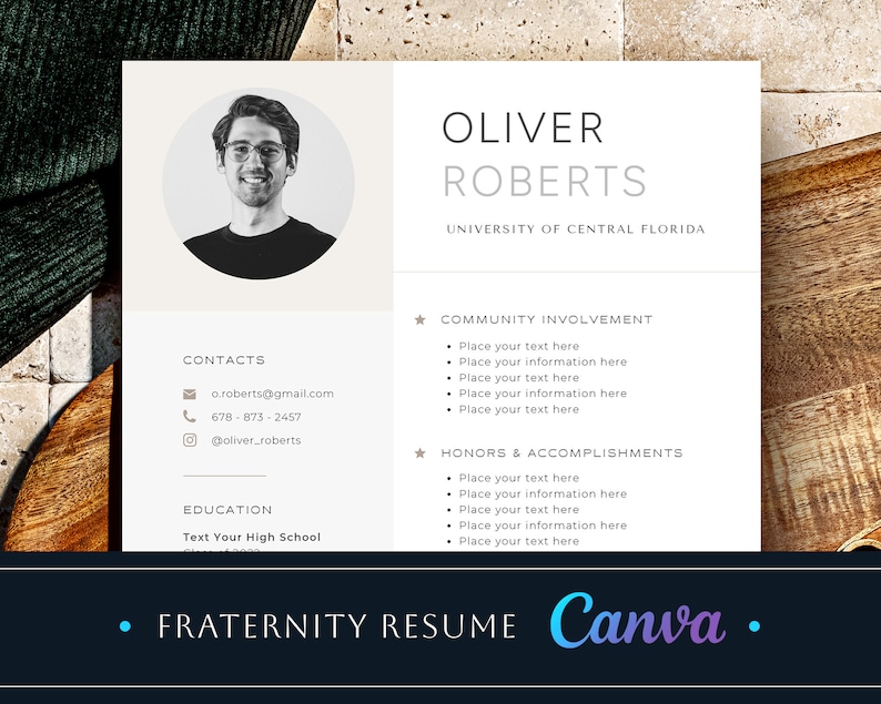 Fraternity Resume Template Canva, Fraternity Rush Resume Etsy ...