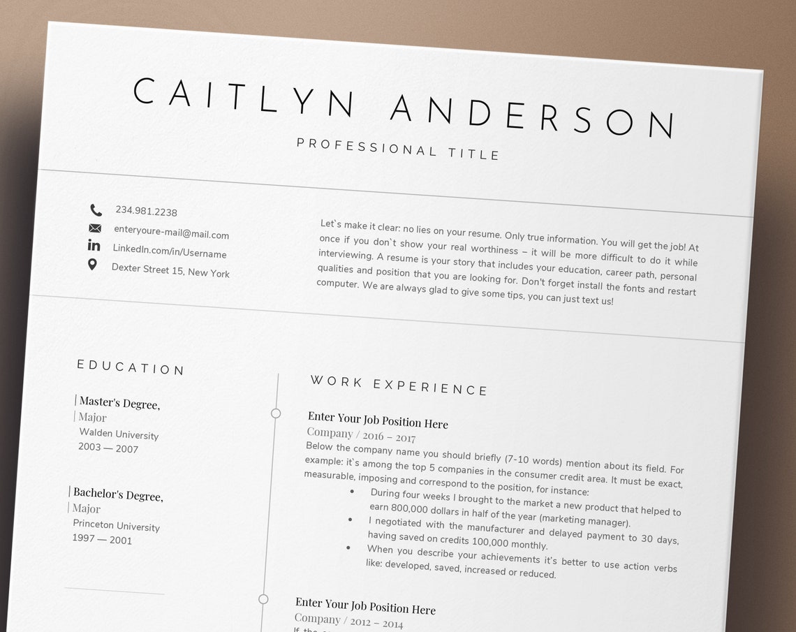 Simple Resume, Professional Resume and Cv Template, Creative Resume ...