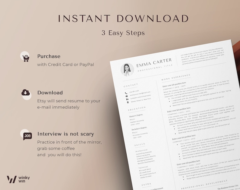 Resume and Cover Letter Template, Cv Template Creative Resume Template ...