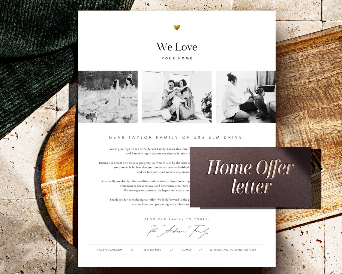 Minimal House Offer Letter Template - Editable Home Offer Letter to Seller, Modern Letter to ...
