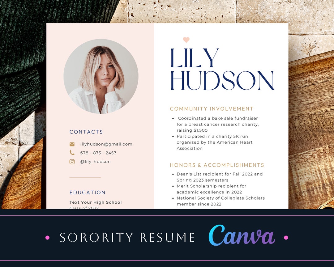Sorority Rush Resume Template, Perfect for Any Sorority, Any Rose and ...