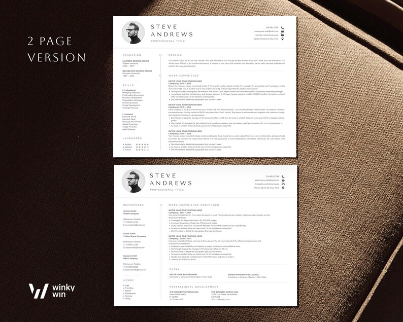 Horizontal Resume Format Word, Professional Landscape Resume Design ...