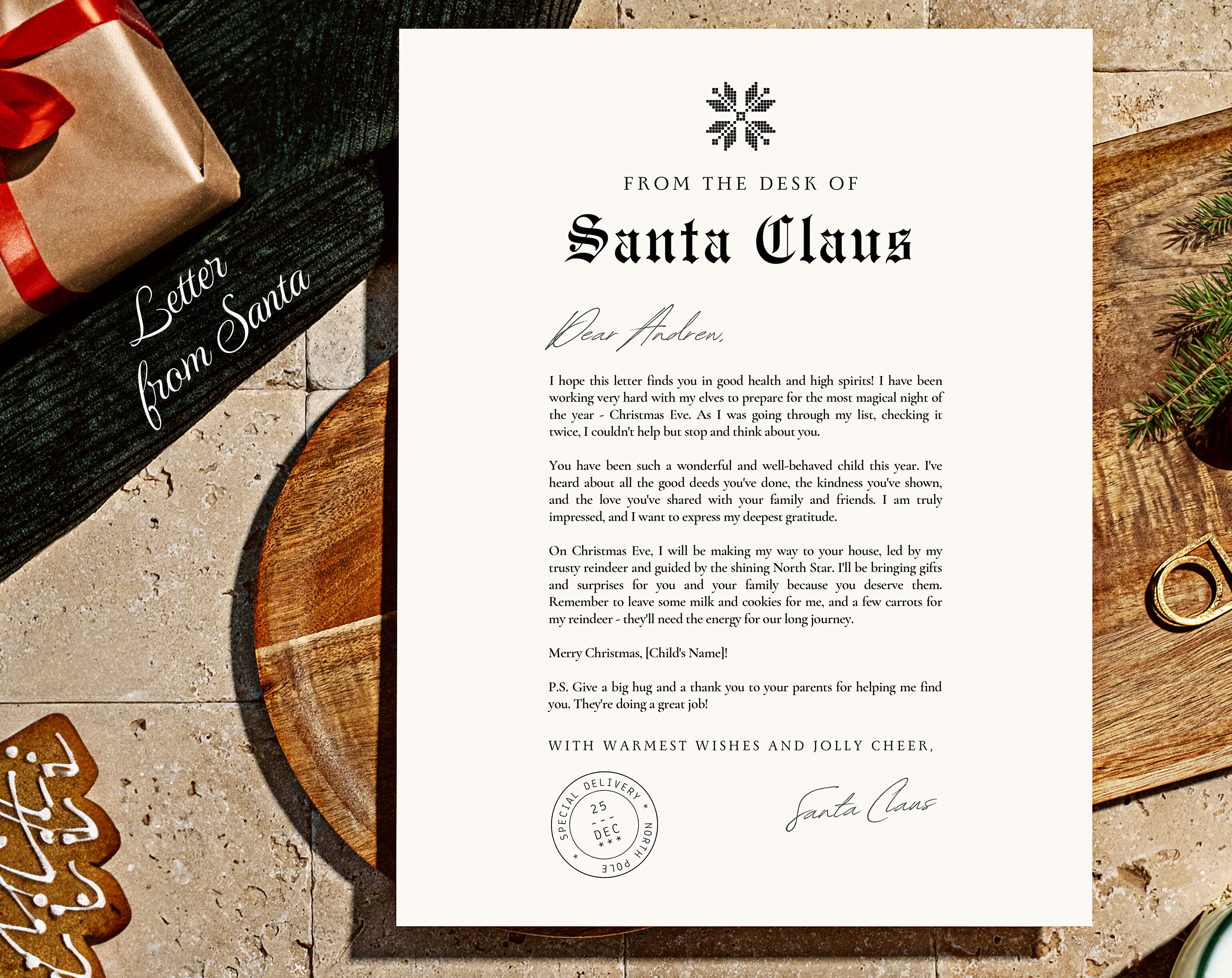 Minimalist Letter From Santa for Older Child, Teens or Adults Letter ...