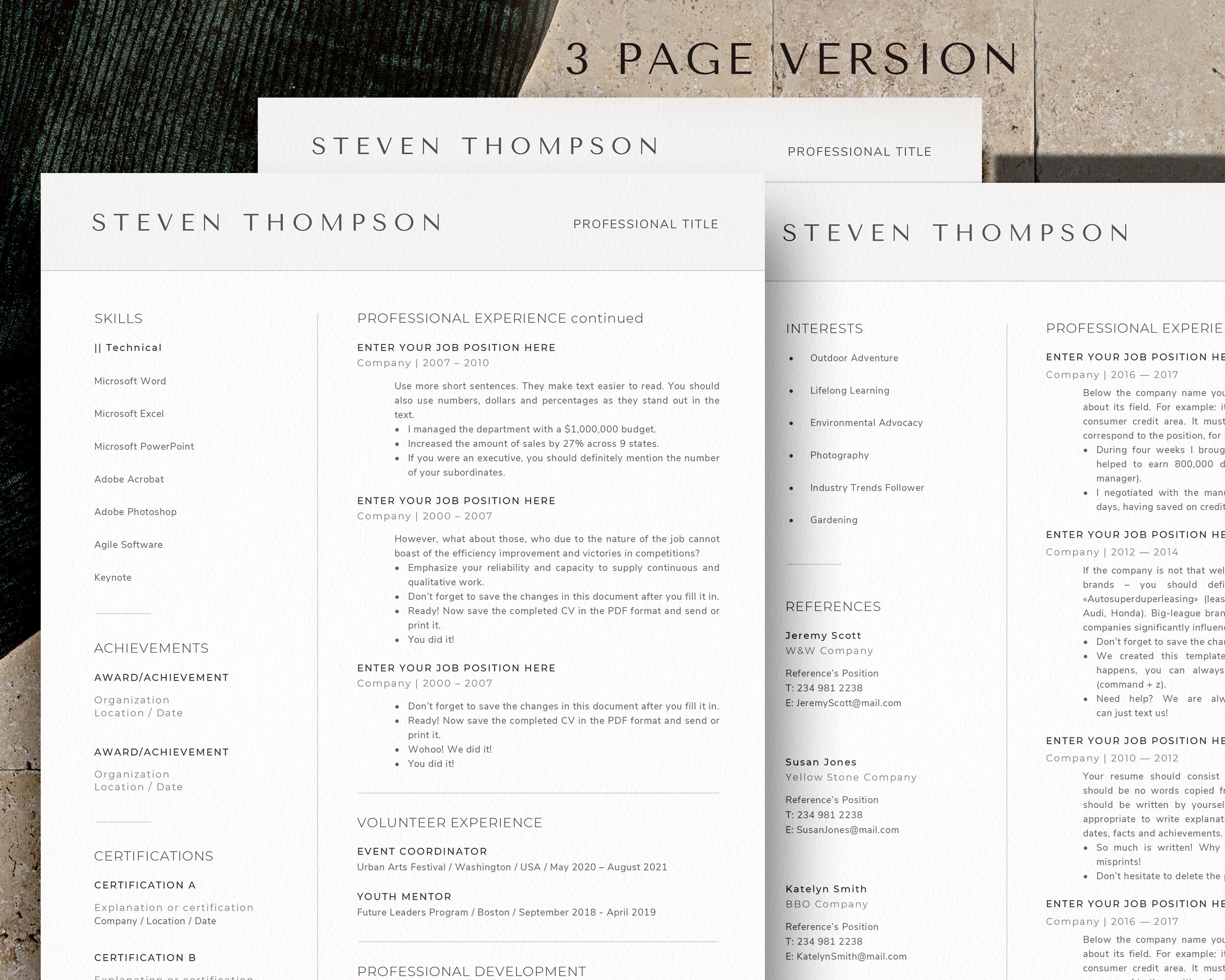 Minimal Gray Resume Template, Compact 1 Page Resume Layout, Clean and ...