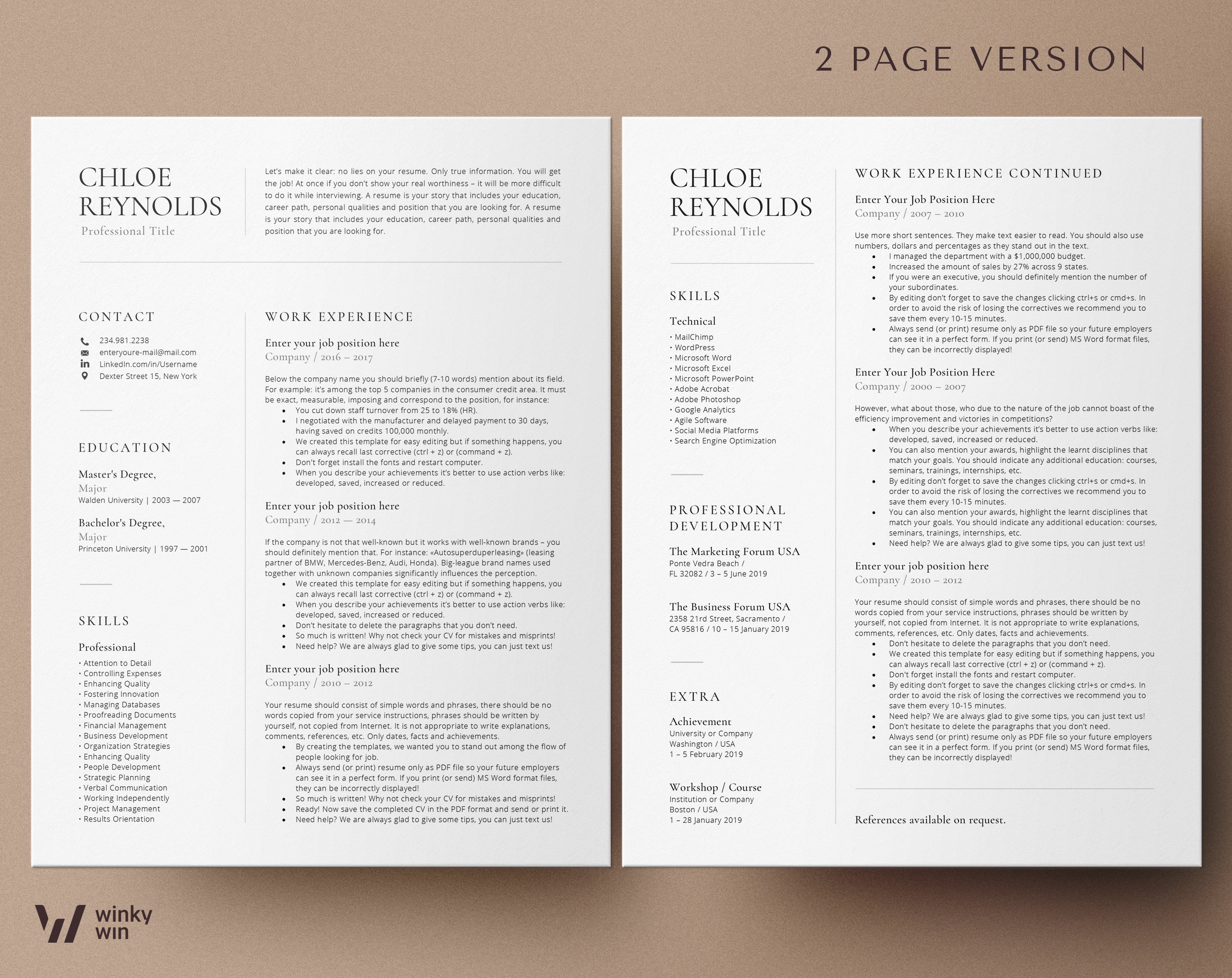 Cv Template Mac Pages and MS Word Compact Resume Layout 1 - Etsy