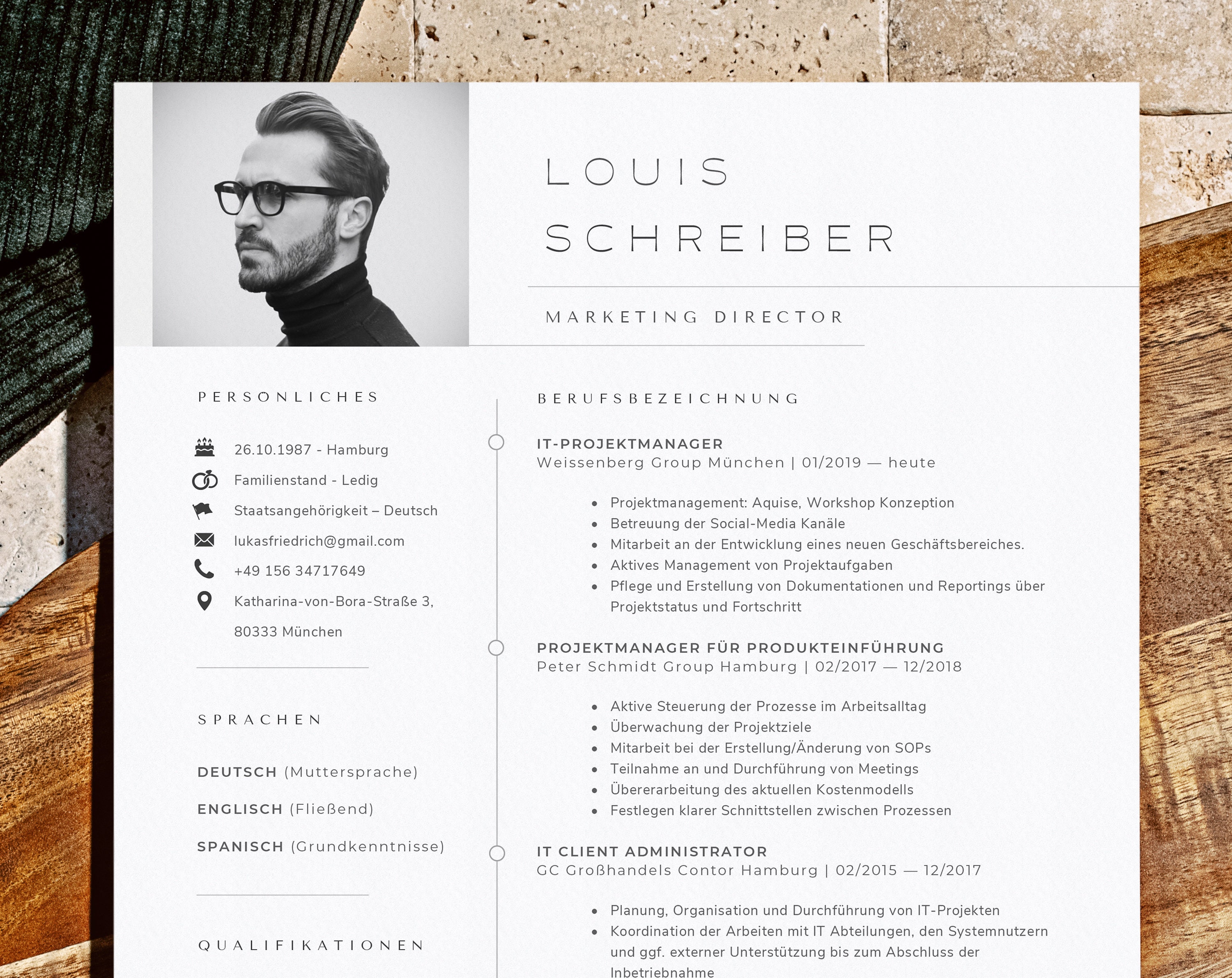 Bewerbungsvorlagen Deutsch Word, Lebenslauf Vorlage Word Und Mac Pages ...