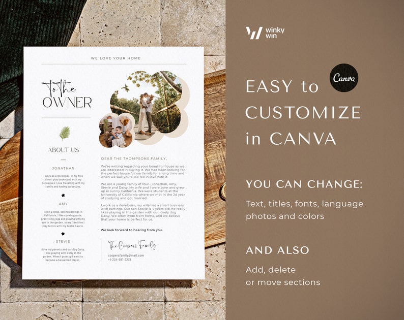 House Offer Letter Template Canva, Letter to Seller of Home From Buyer ...