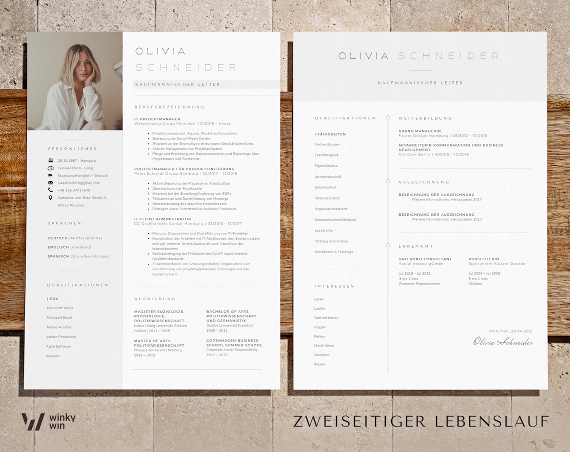 Lebenslauf Bewerbung Anschreiben Deckblätter Vorlage - Etsy