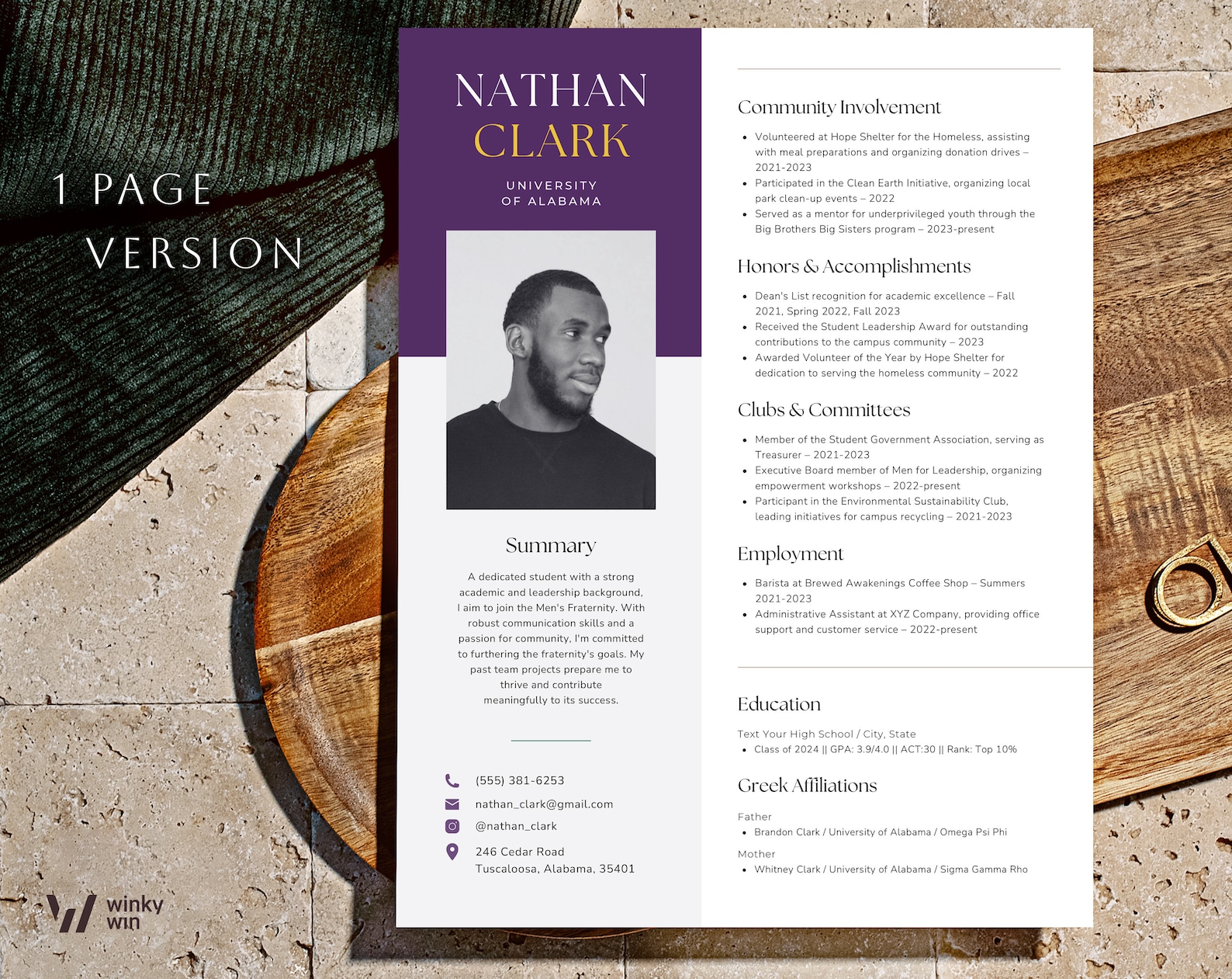 Fraternity Resume Template Canva, Easy to Edit Rush Resume Package ...