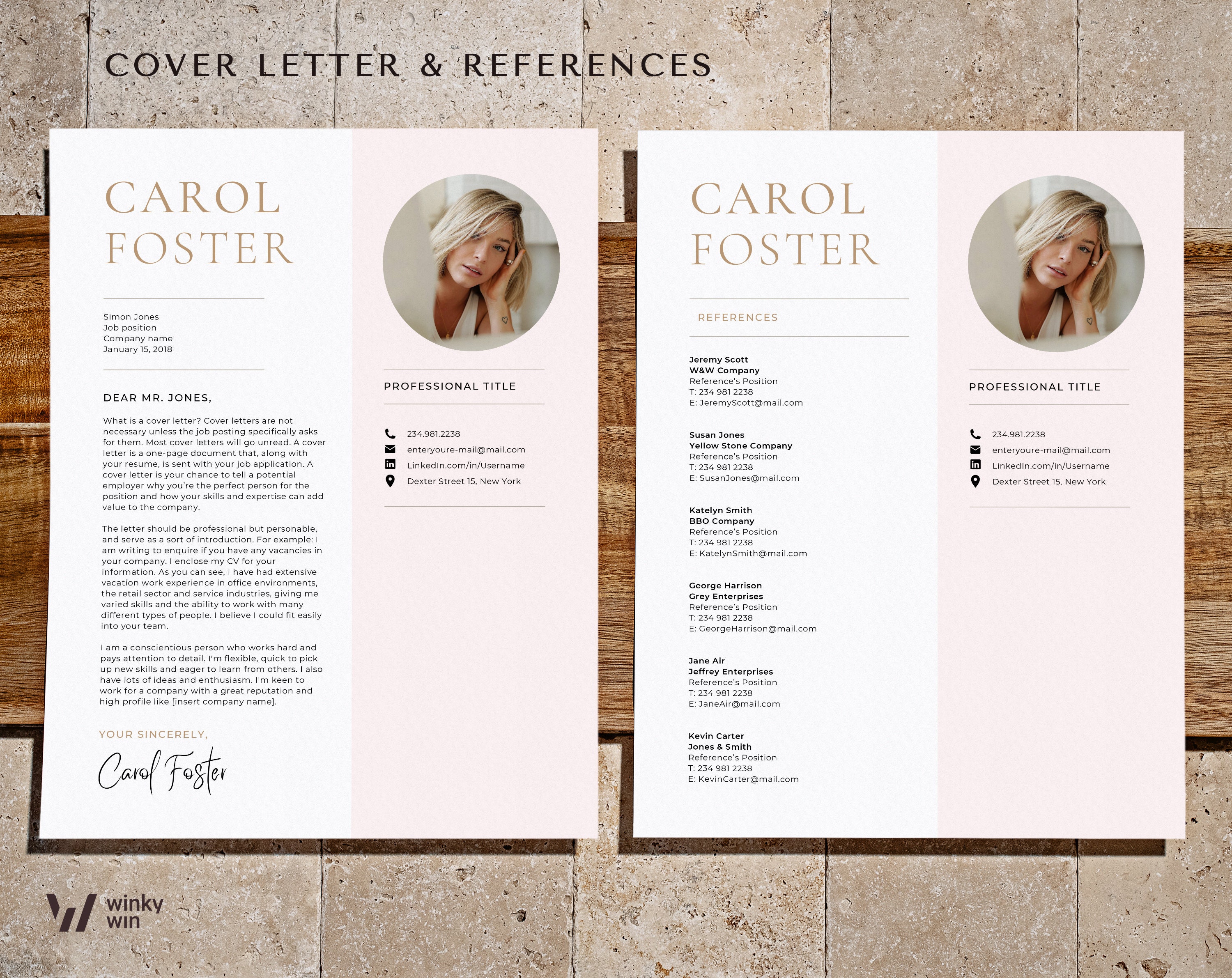 Rose Gold Resume Template Canva Creative Pink Bronze Cv - Etsy