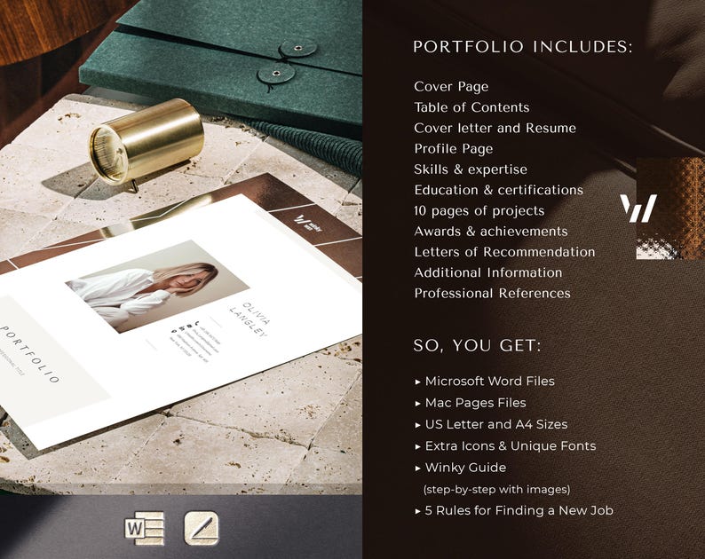 Modern Portfolio Template, Professional Portfolio Layout, Marketing ...