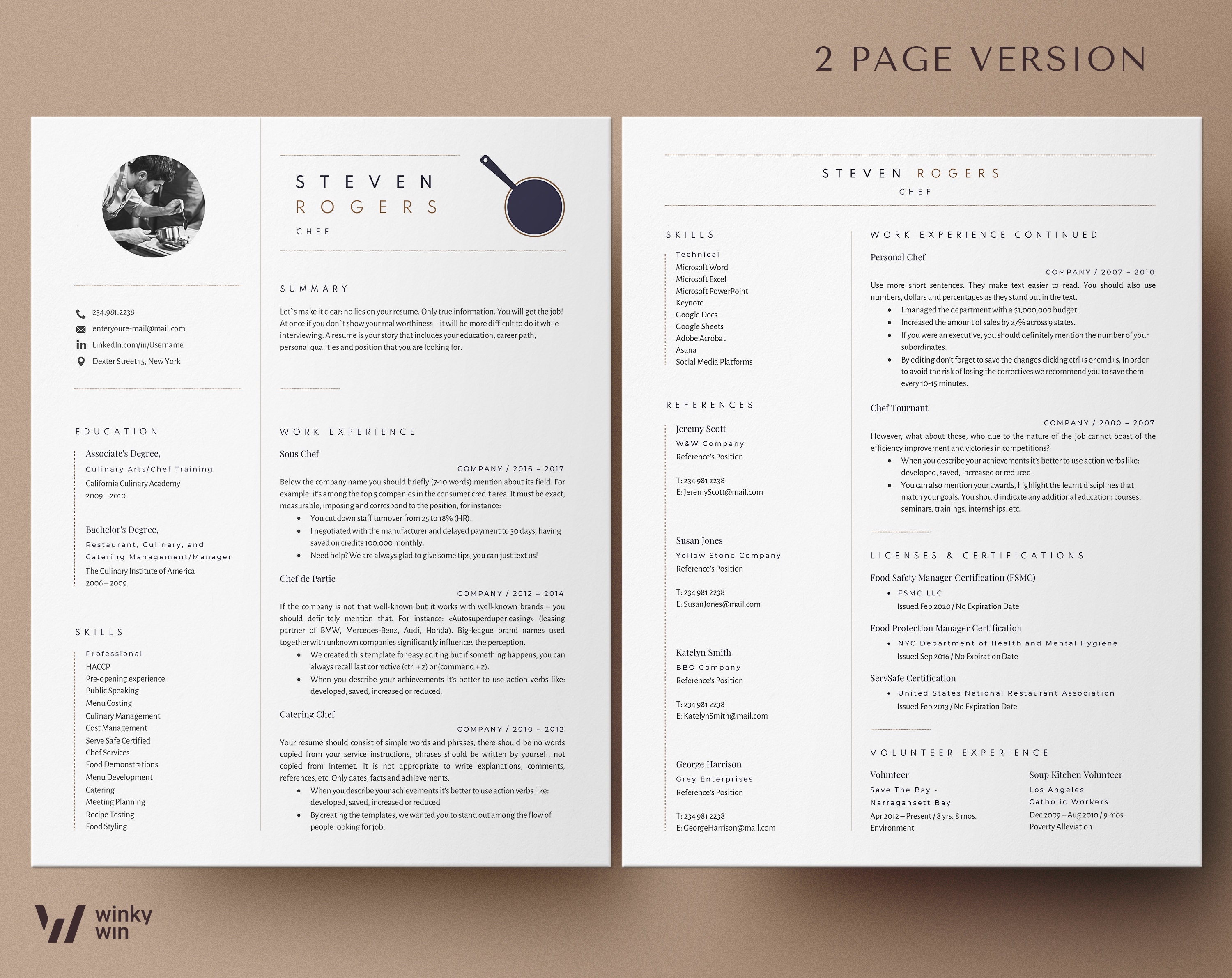 Cook Resume Template Microsoft Word, Sous Chef Resume, Cv Template ...