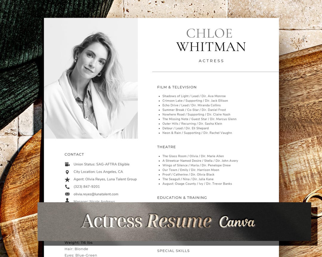 Acting Resume Template, Cv Template for Actress - Actor, Professional ...