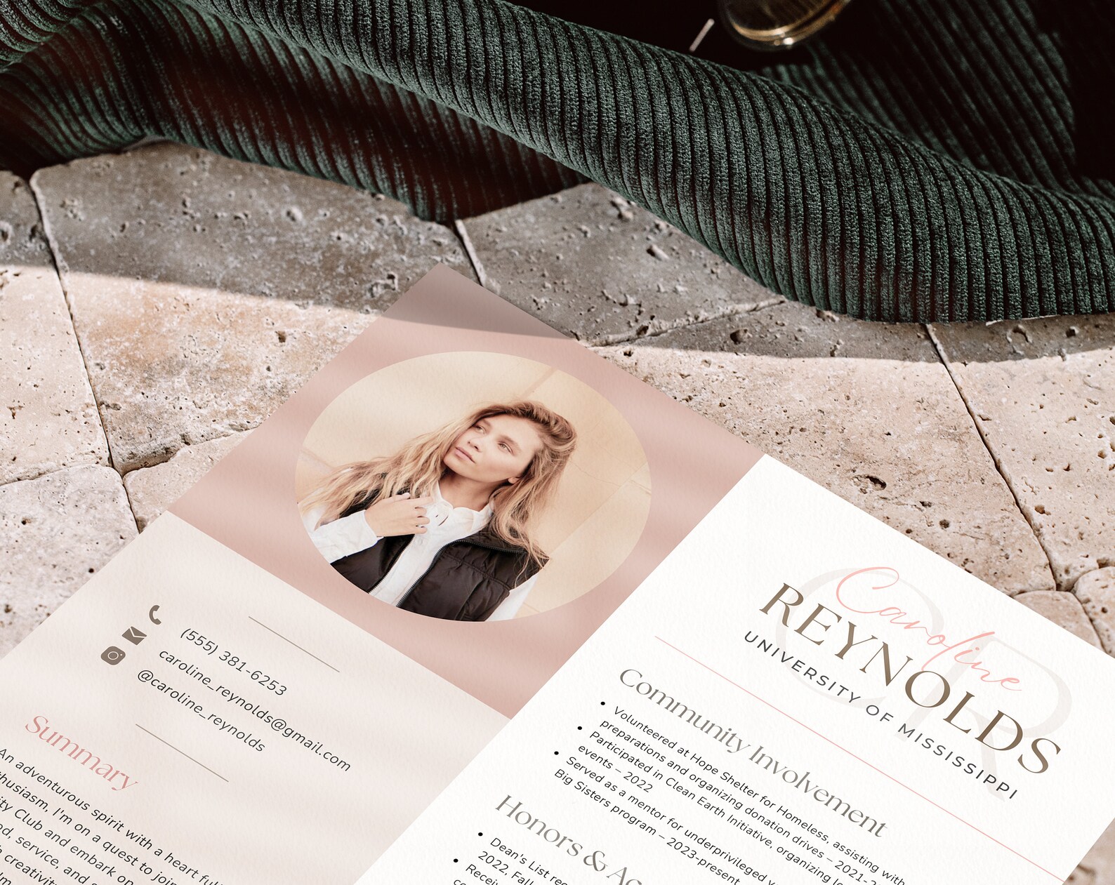 Monogrammed Sorority Rush Resume Template With Photo, Sorority Resume ...