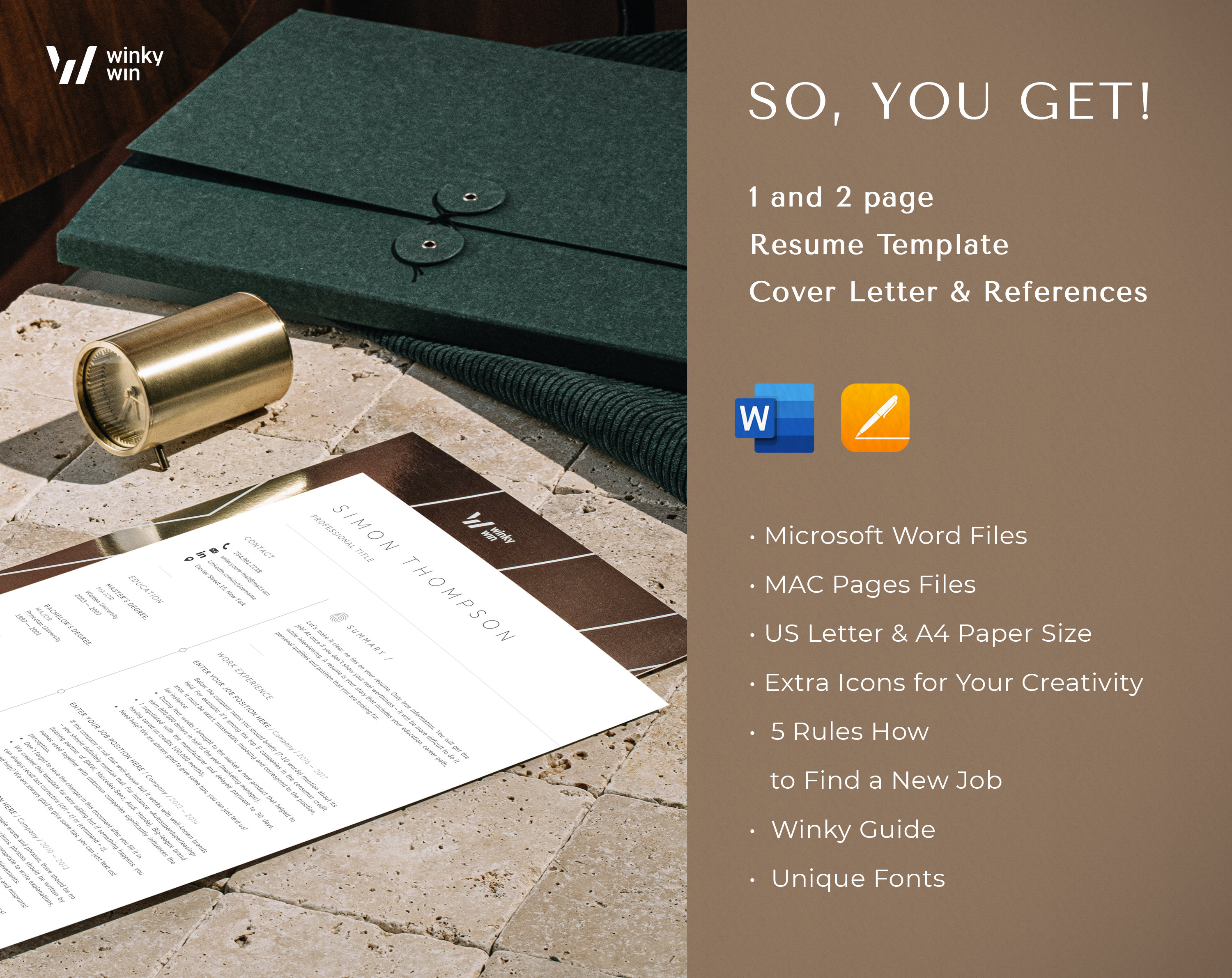 Clean Resume Template | Professional Executive Resumes | Easy to Edit ...