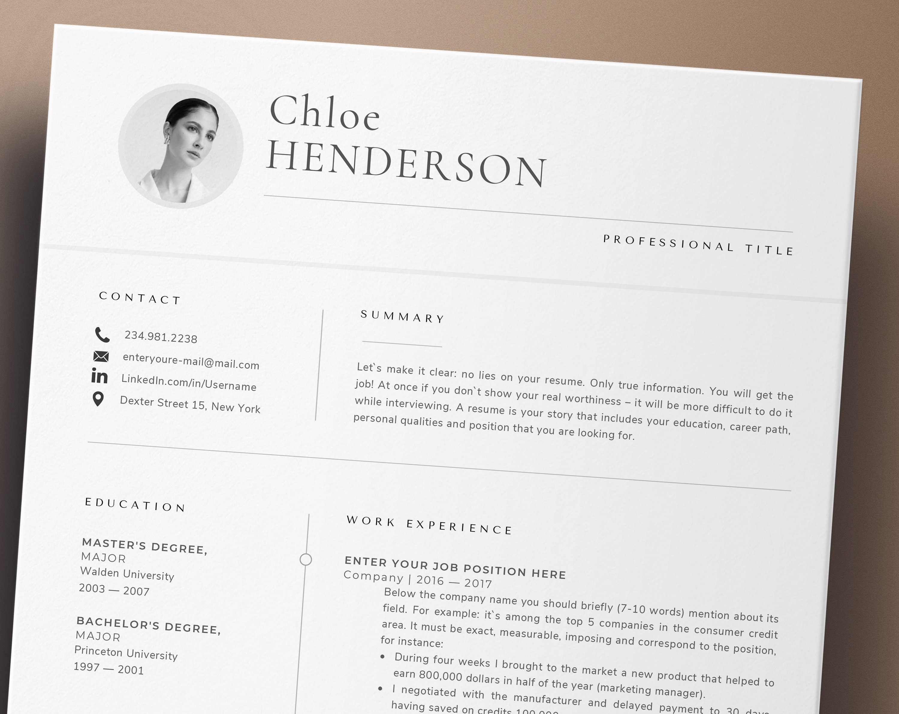 Professional Resume + Best Fonts for Resume 2025, Cv Template Word ...