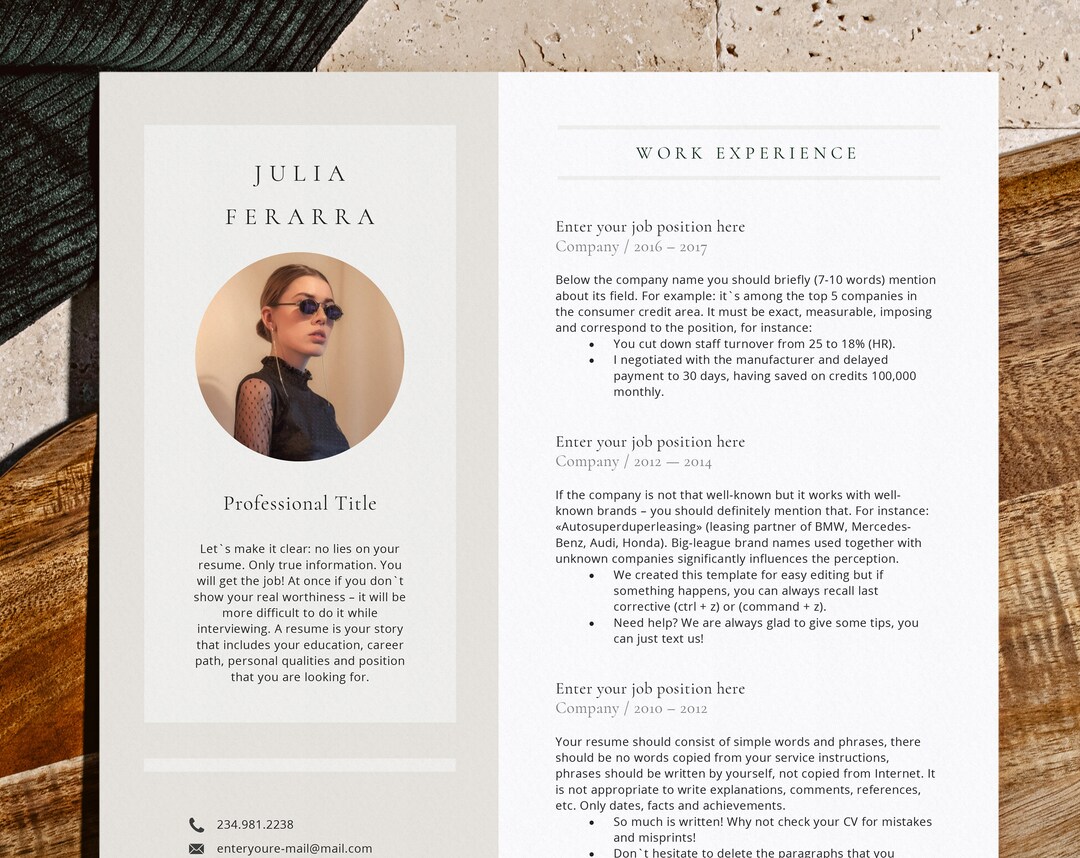 Creative Resume Template Cv Template With Photo Resume - Etsy