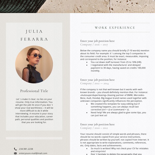 Cv Template - Etsy