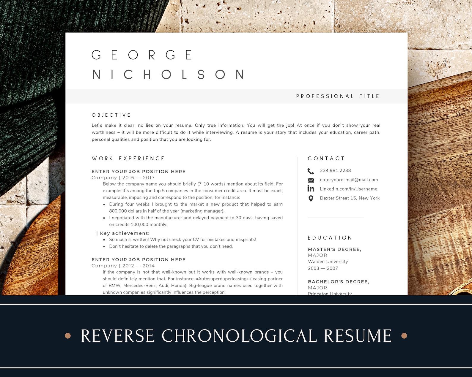 Reverse Chronological Resume Template Word, C Level Resume Director ...