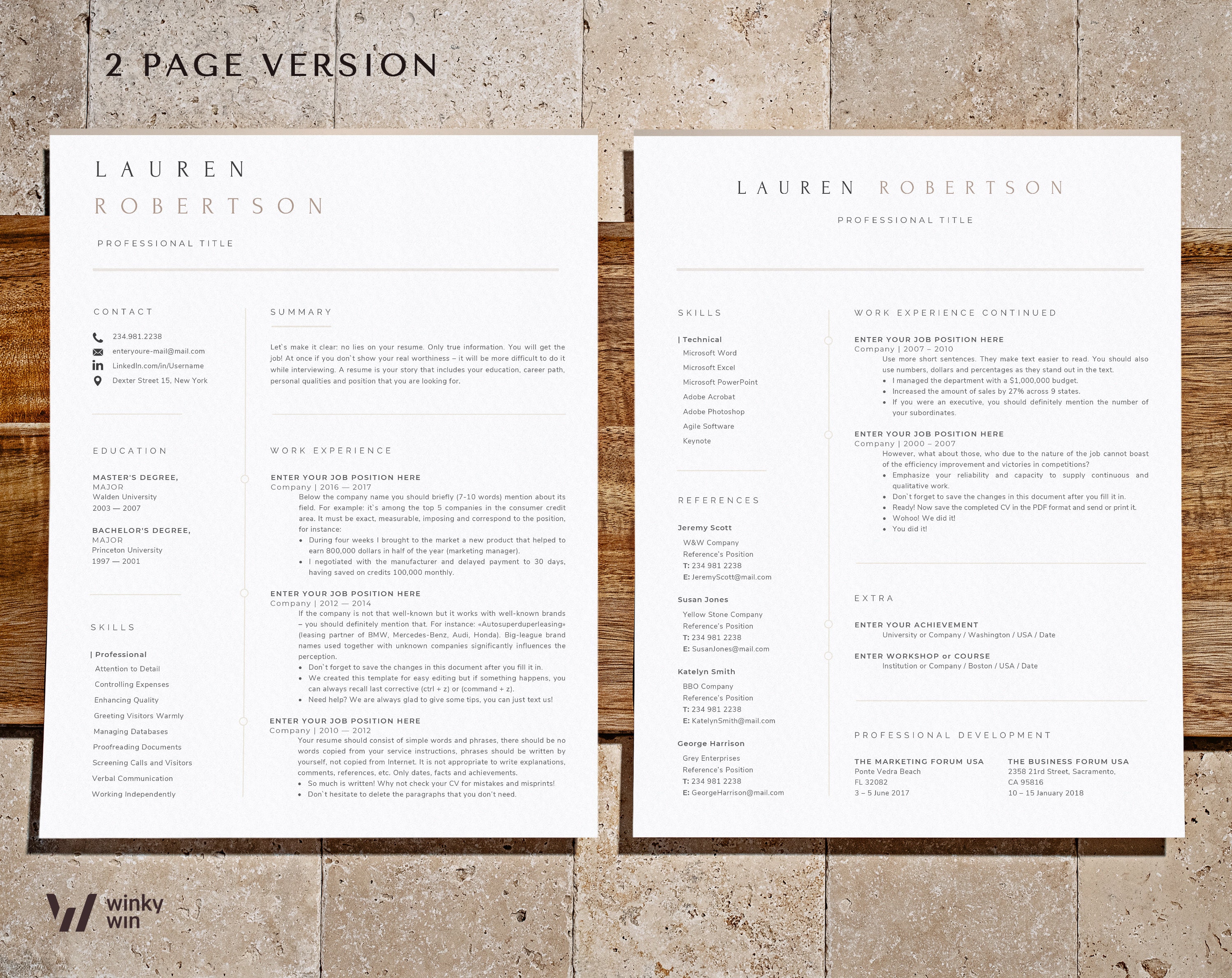 C Level Resume Template Word + Apple Pages, Professional Director ...